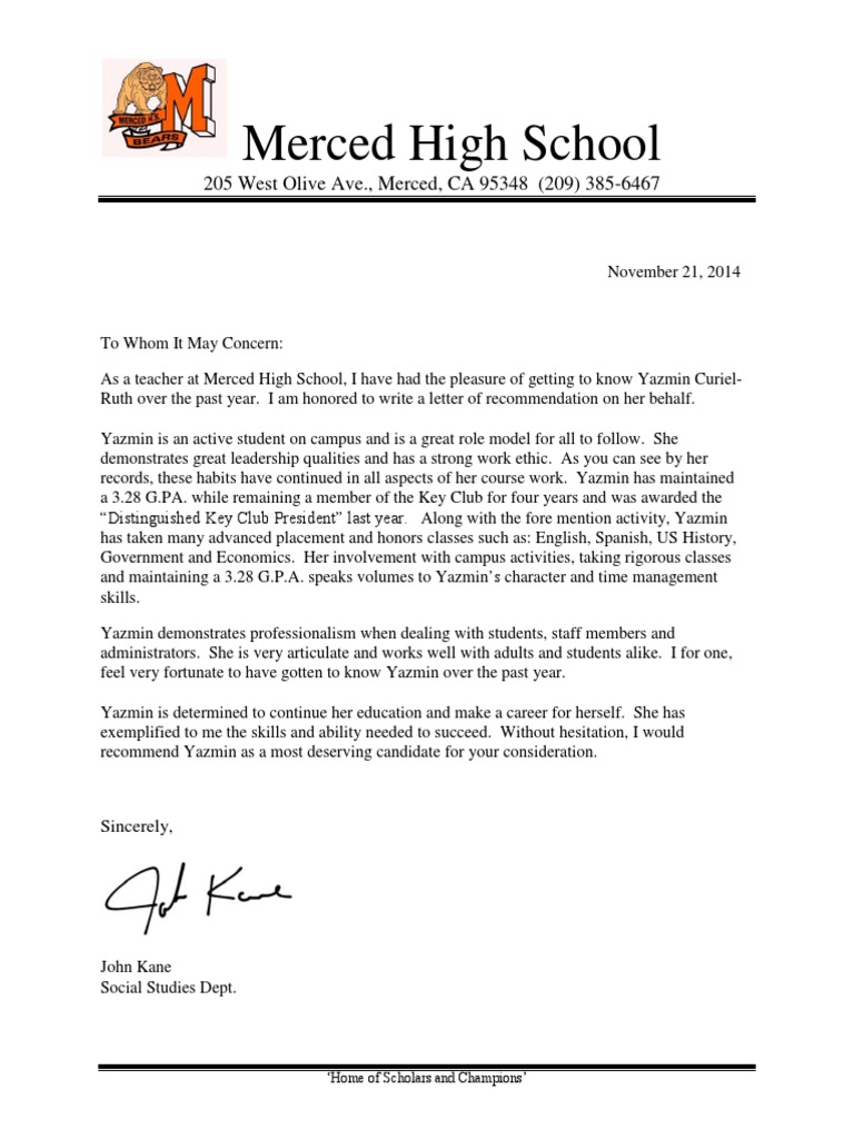 Yazmin Curiel-Ruth Recommendation Letter | PDF | Career & Growth