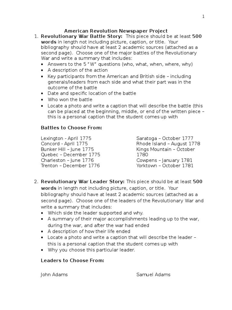 American Revolution Newspaper Project | PDF | American Revolutionary ...