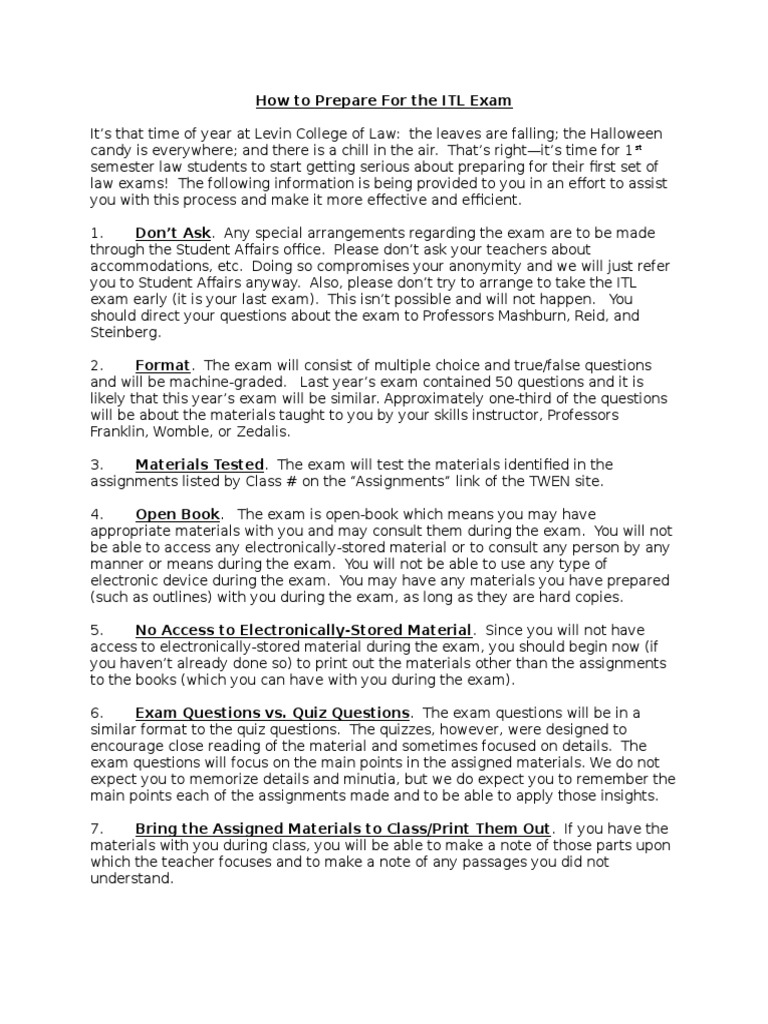 How To Prepare For The ITL Exam | PDF | Quiz | Test (Assessment)