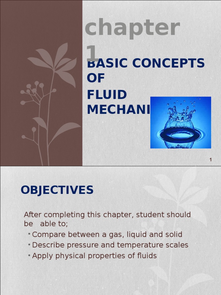 CHAPTER 1-Basic Concept of Fluid Mechanics | PDF | Pressure | Liquids