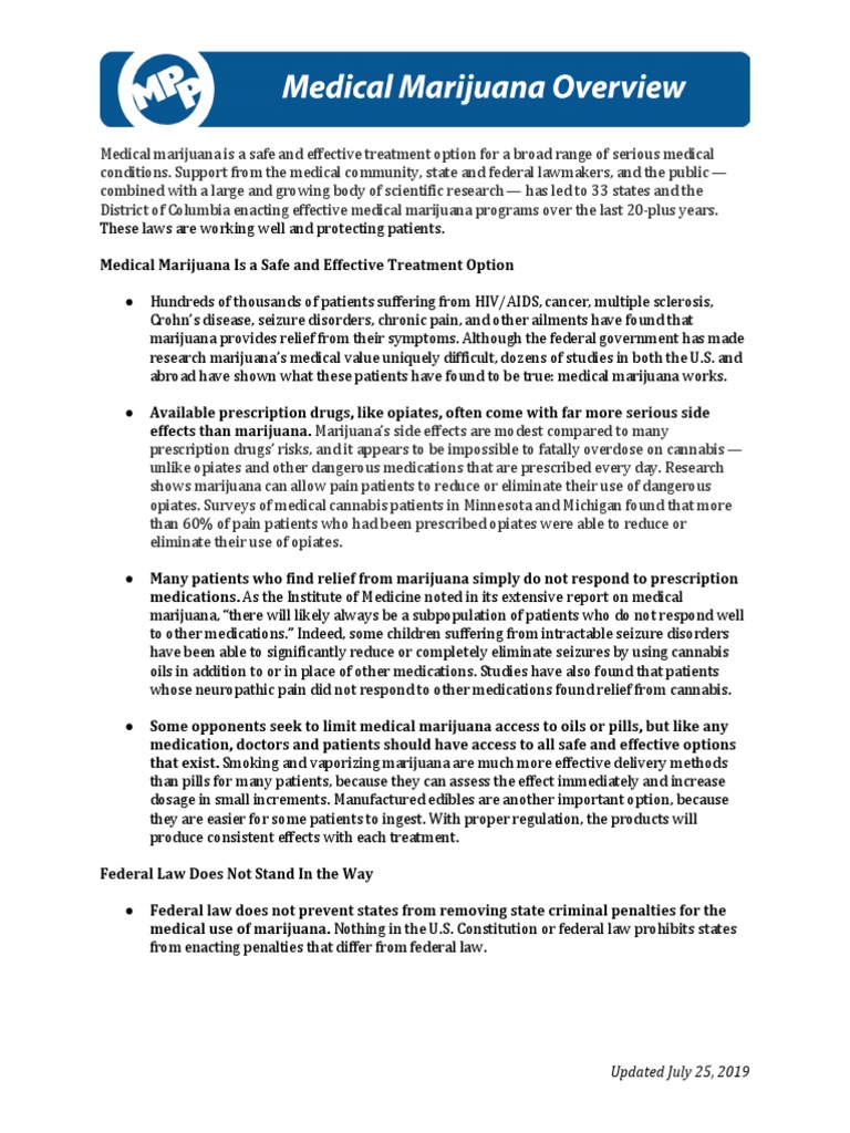 Medical Marijuana Overview | PDF | Medical Cannabis | Cannabis (Drug)