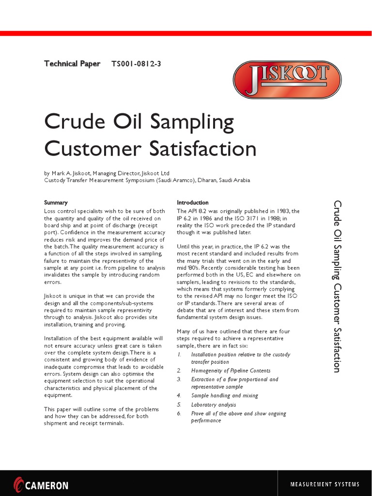 Crude Oil Sampling Customer Satisfaction | PDF | Flow Measurement | Scada