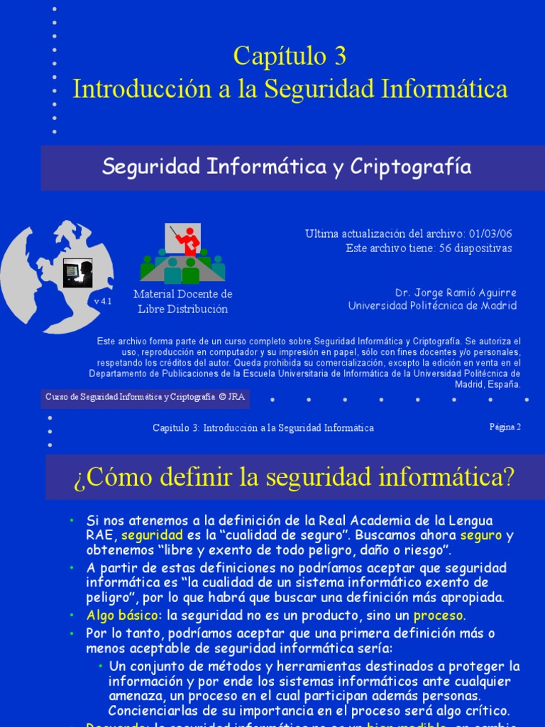 Capítulo 3 Introducción A La Seguridad Informática | PDF | Criptografía | Criptoanálisis