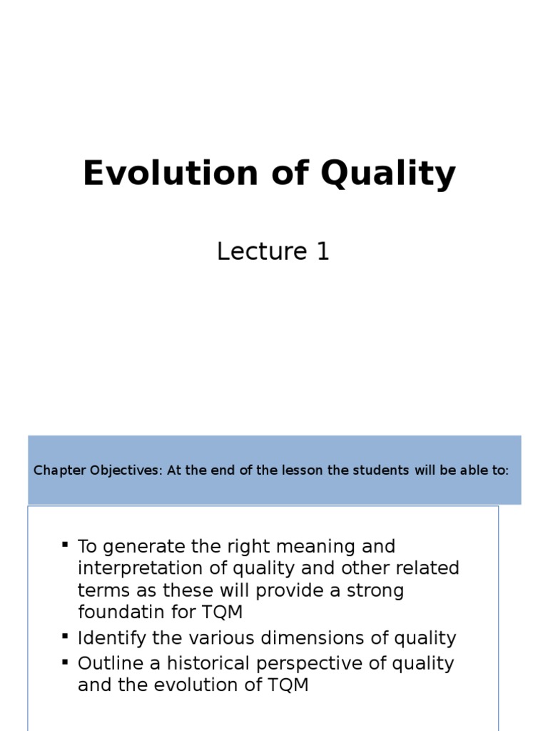 Evolution of Quality Management | PDF | Quality (Business) | Quality ...