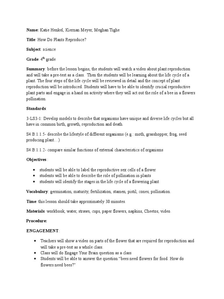 Plant Reproduction for 4th Graders | PDF | Flowers | Pollination