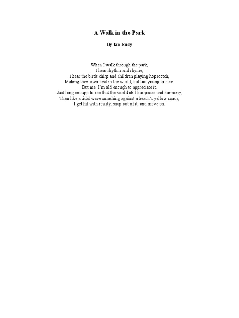 A Walk in the Park Poem | PDF