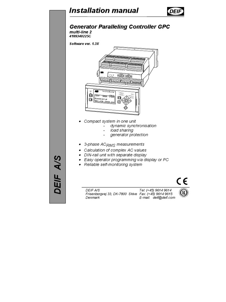 Installation Manual of Deif Controllor | Power Supply | Relay
