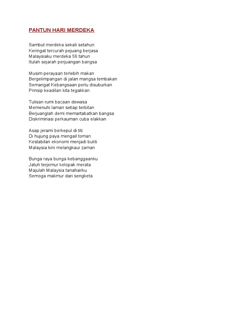 Pantun Hari Merdeka | PDF
