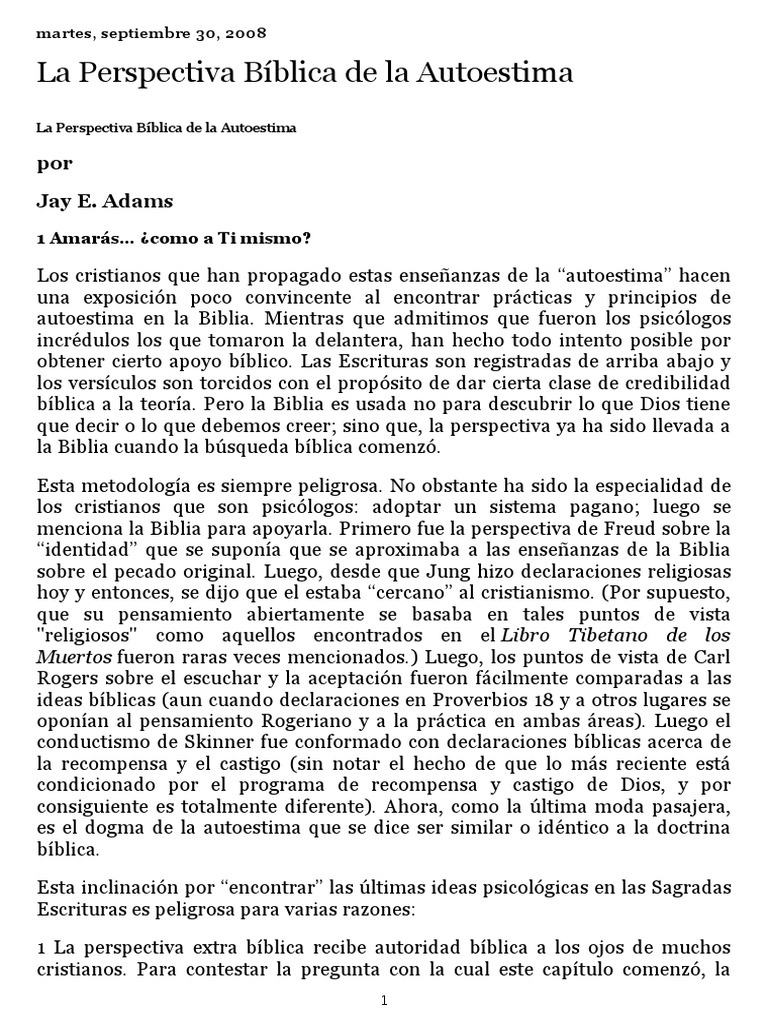 Autoestima Jay Adams | PDF | Cristo (título) | Amor