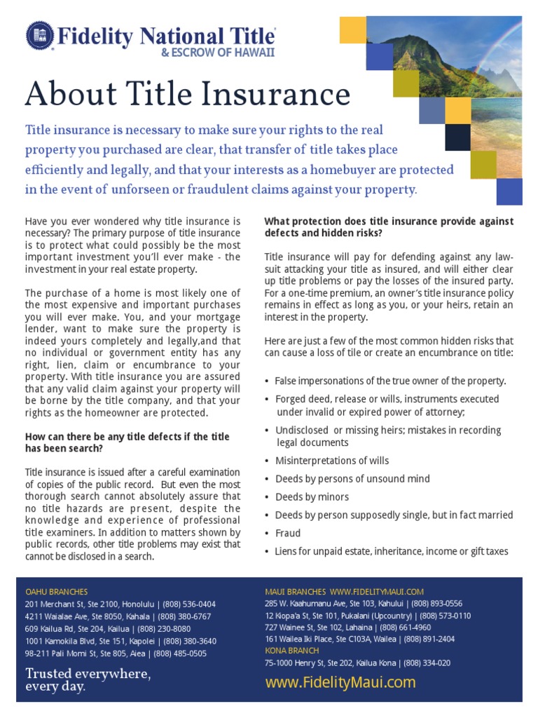 About Title Insurance | PDF | Title Insurance | Insurance