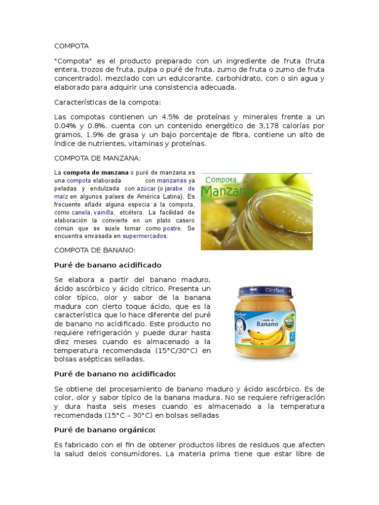 Definición y tipos de compota | PDF | Postres | Alimentos