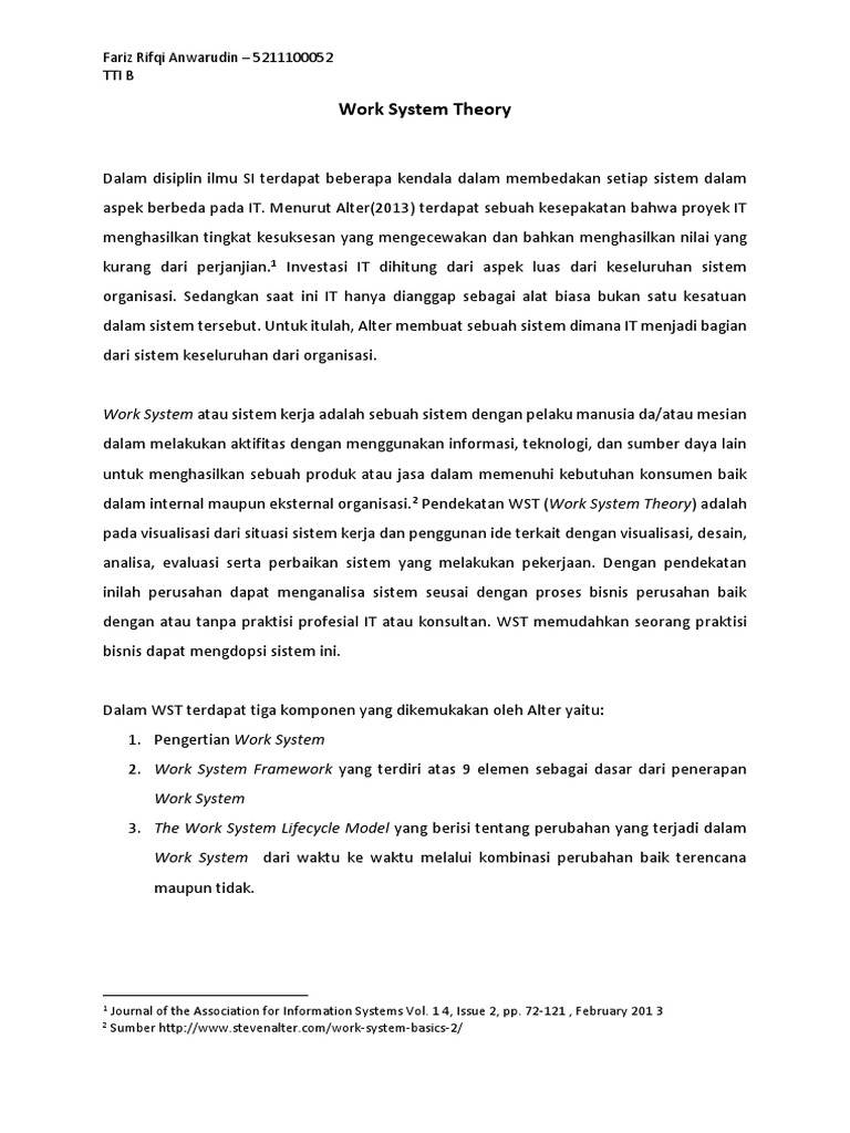 Work System Theory | PDF