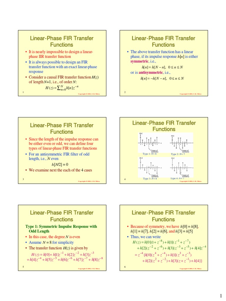 Types of Linear Phase Transfer Functions | Systems Theory | Mathematical Objects