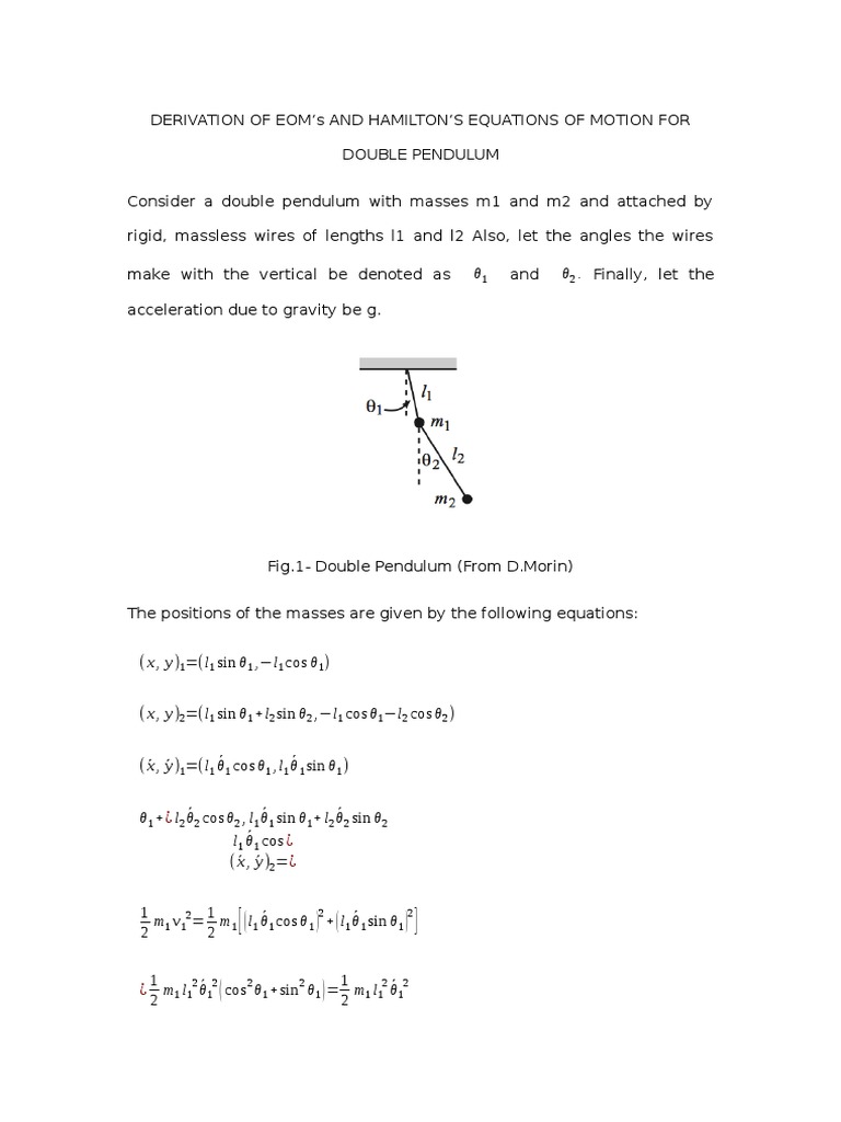 (Full) derivation of double pendulum equations of motion | Trigonometric Functions | Lagrangian ...