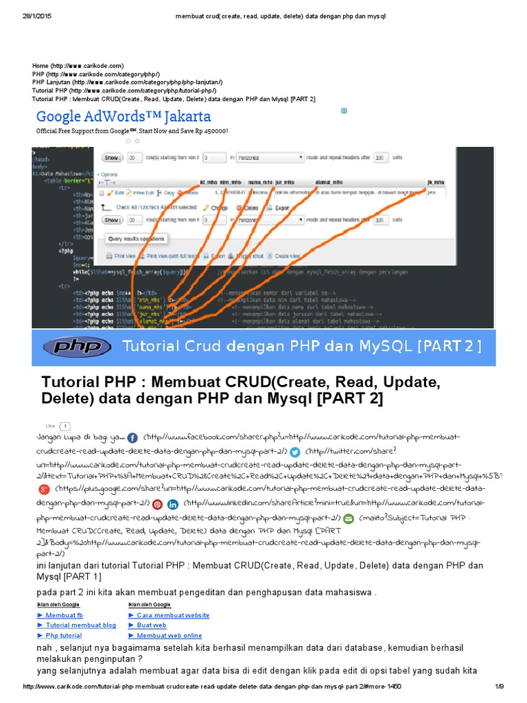 Membuat Crud (Create, Read, Update, Delete) Data Dengan PHP Dan Mysql2 | PDF | Bisnis | Komputer