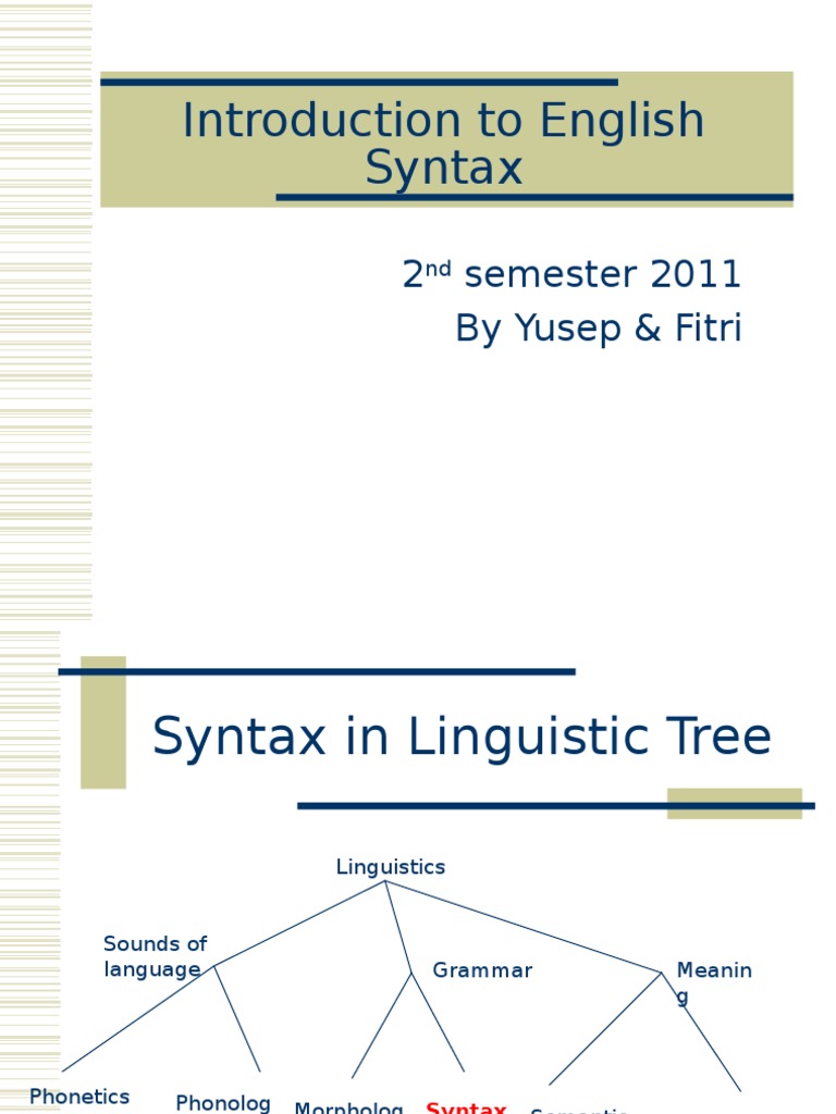 Introduction To English Syntax | PDF | Part Of Speech | Word