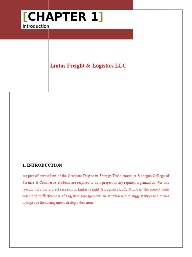 Logistics Project Report | Download Free PDF | Containerization | Logistics