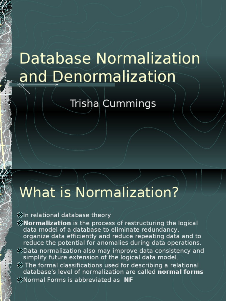 Database Normalization And Denormalization Databases Relational
