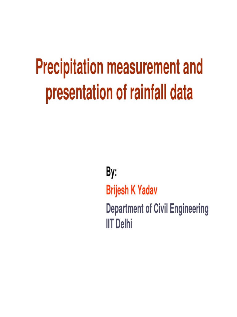 Analysis of Precipitation Measurement Techniques and Presentation of ...