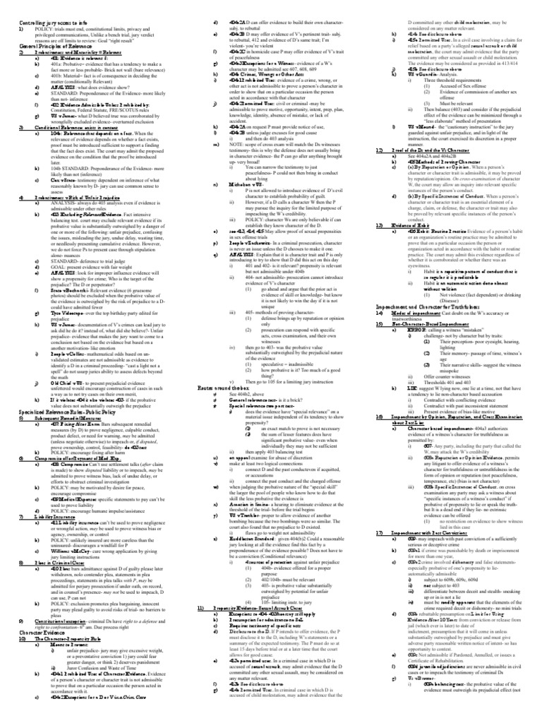 Evidence Attack Outline | PDF | Witness Impeachment | Relevance (Law)