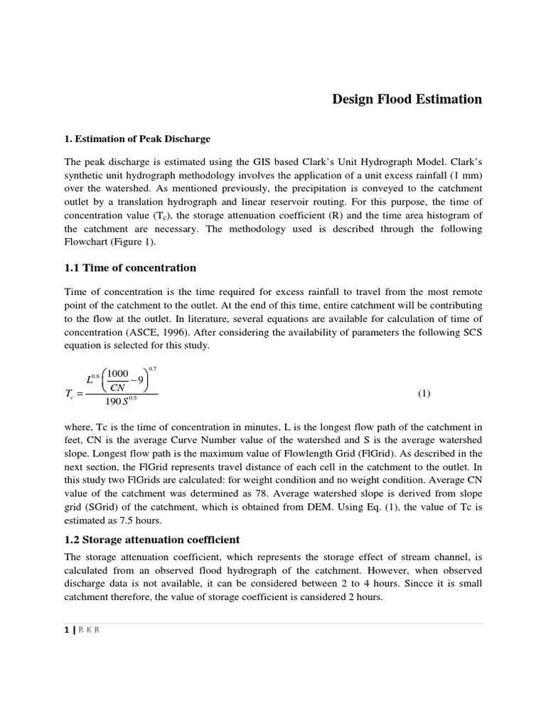 Design Flood Estimation Using Clark's Unit Hydrograph Model | PDF ...