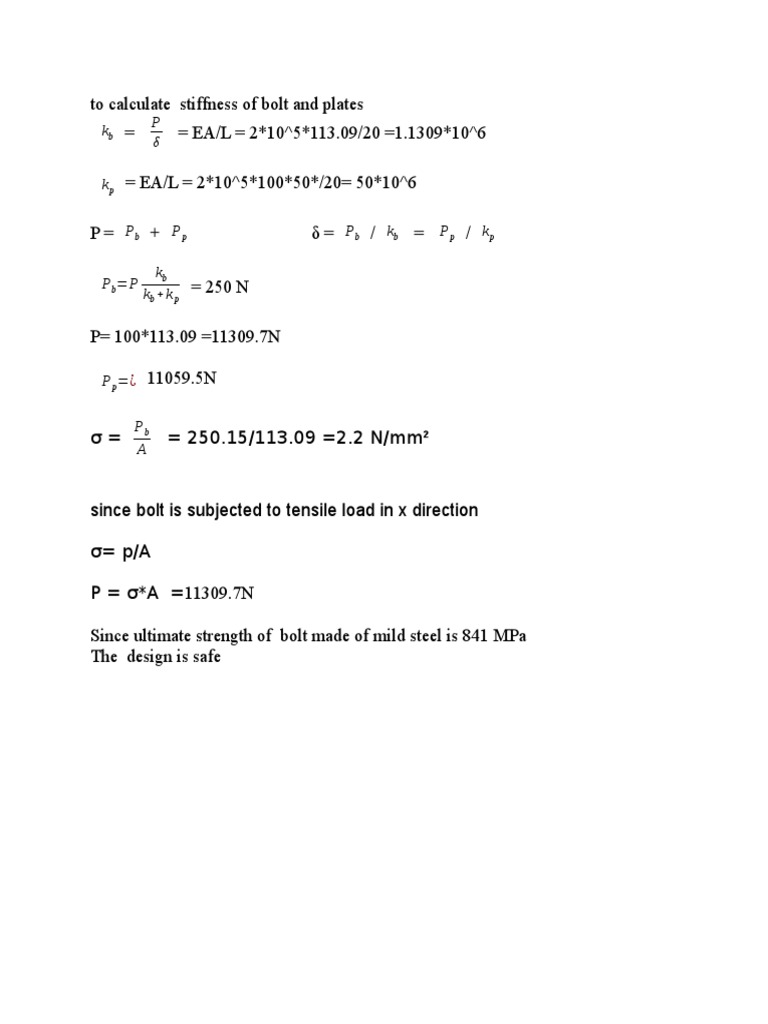 To Calculate Stiffness of Bolt and Plates | PDF