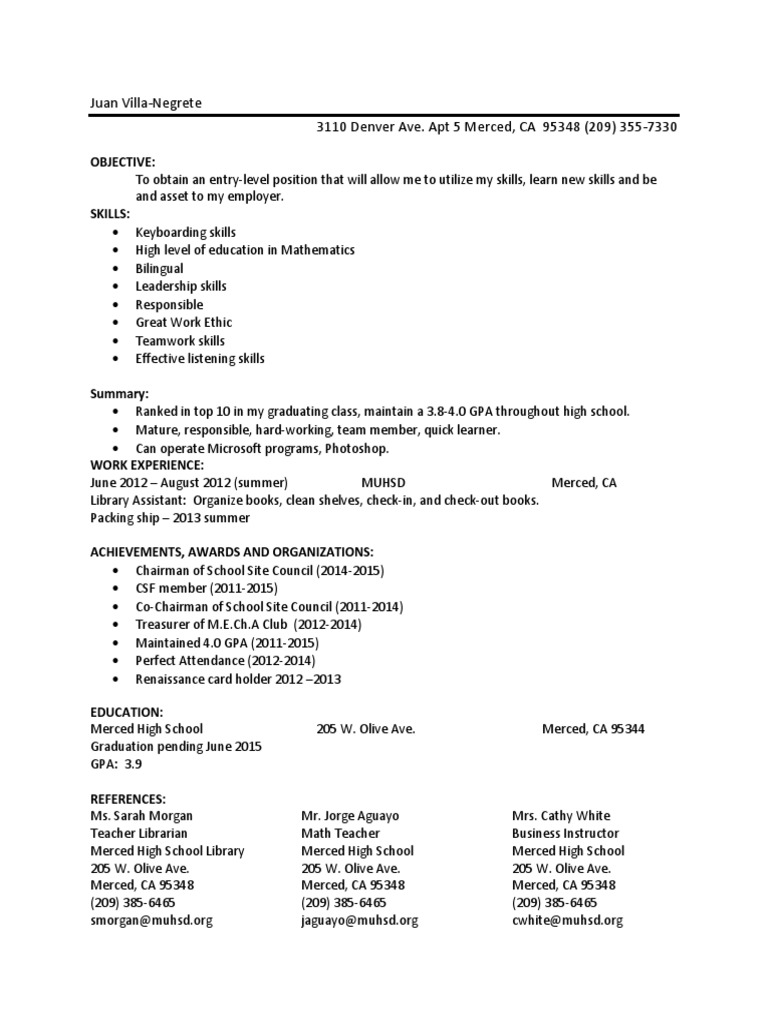 Personal Resume Juan V | PDF