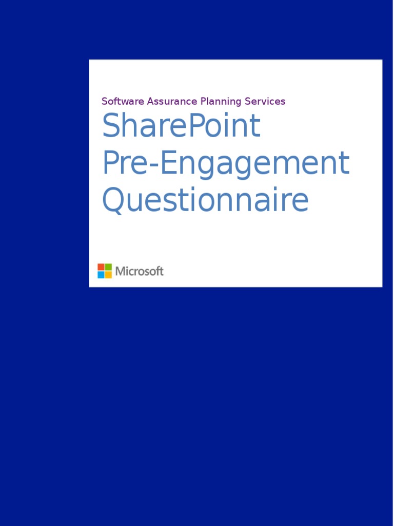 SharePoint 2013 Pre-Engagement Questionnaire | PDF | Share Point ...