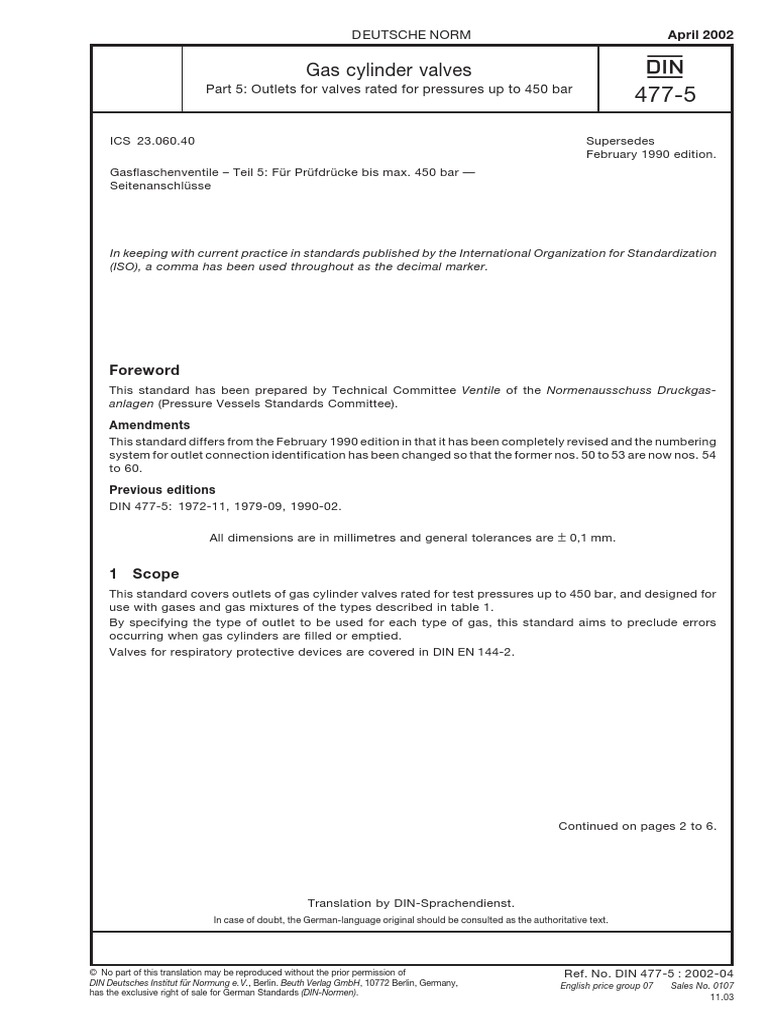 Din 477-5 | PDF | Gas Technologies | Mechanical Engineering