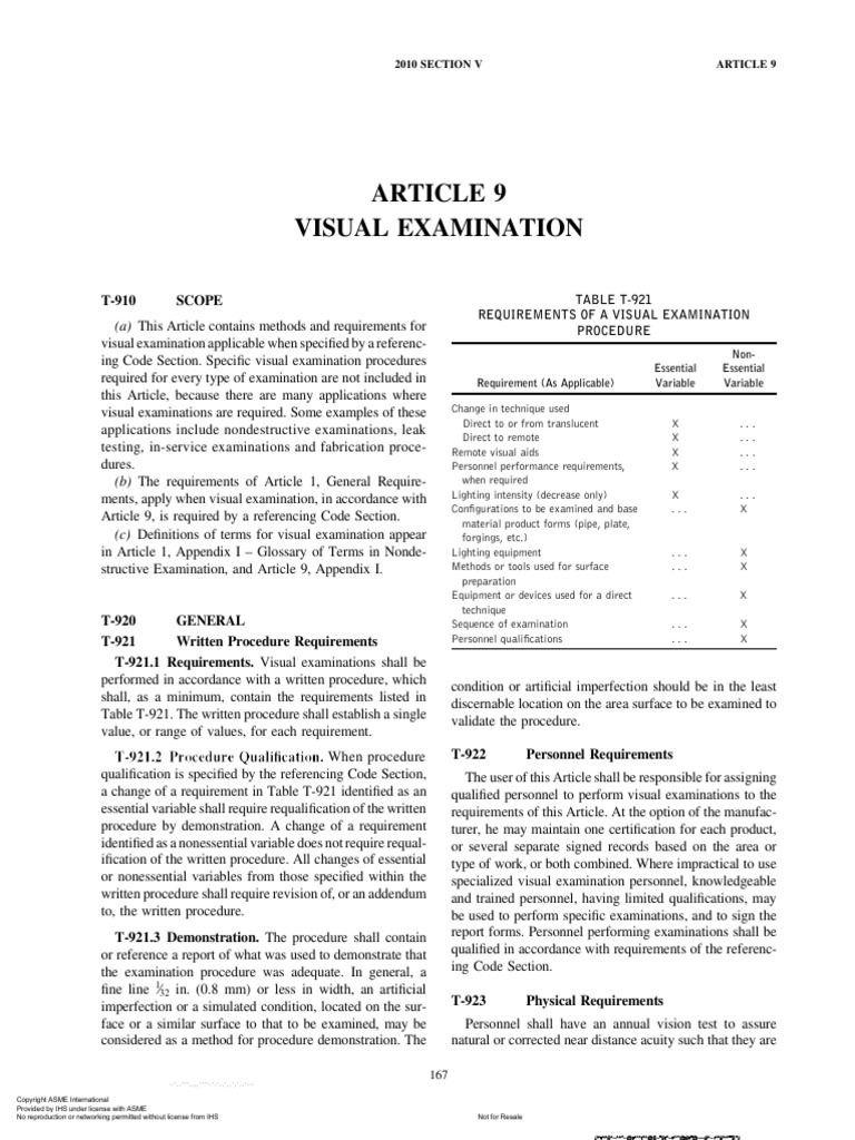 Asme Section v 2010 Visual