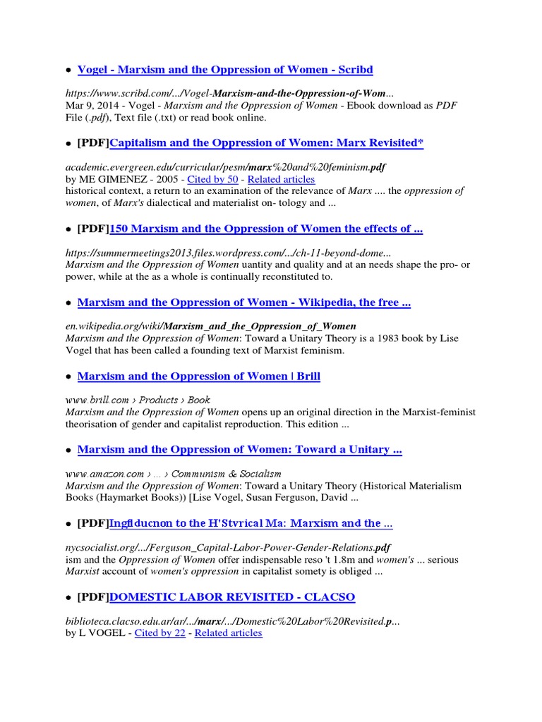 Marxism and the Oppression of Women PDF documents analysis | PDF ...