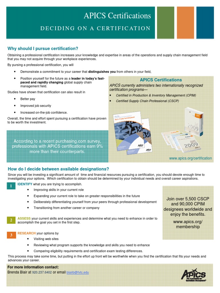 APICS Certifications: Deciding On A Certification | PDF | Professional ...