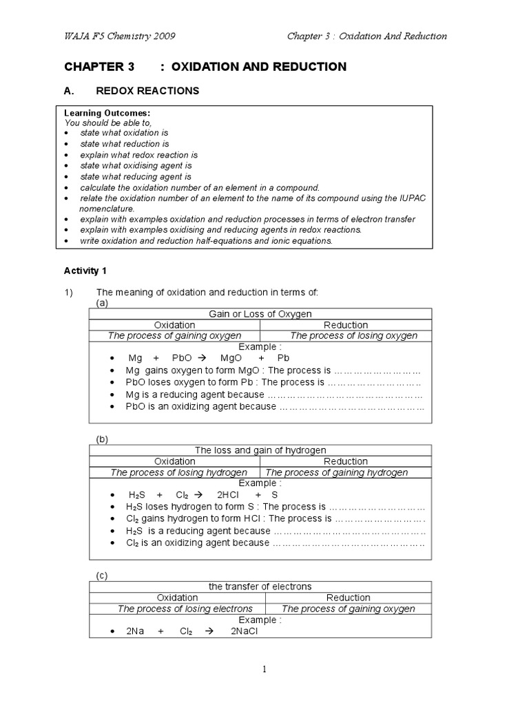 3 Oxidation and Reduction | PDF | Rust | Redox