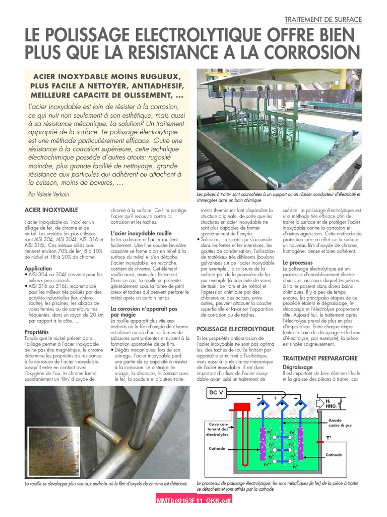 Polissage électrolytique de l'inox | Acier inoxydable | Corrosion