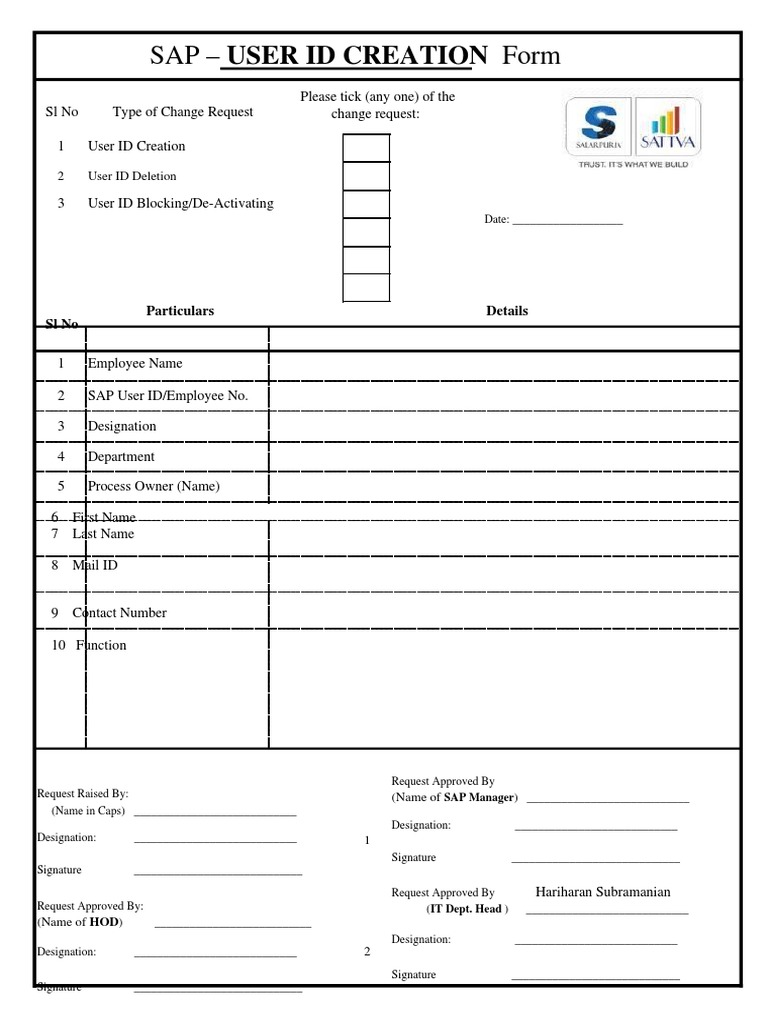 User Id Creation Form | PDF