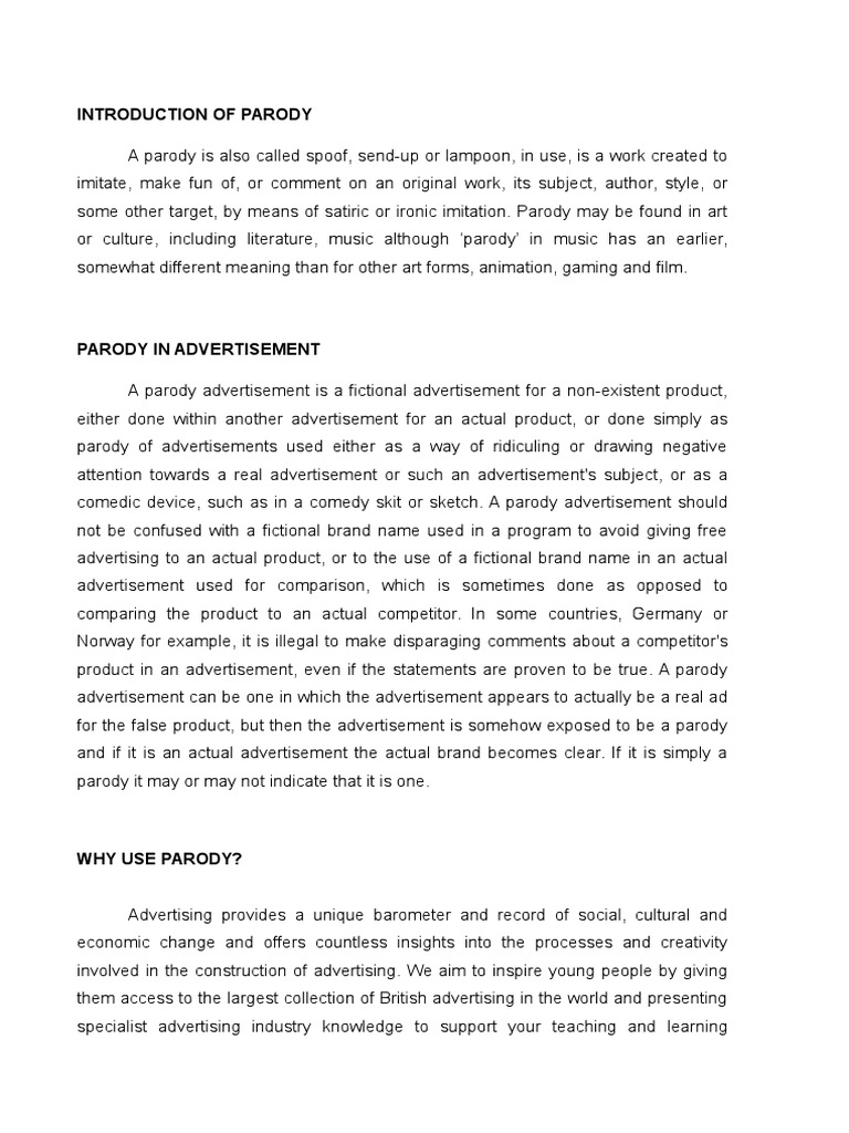 Assignment of Parody | PDF | Advertising | Communication