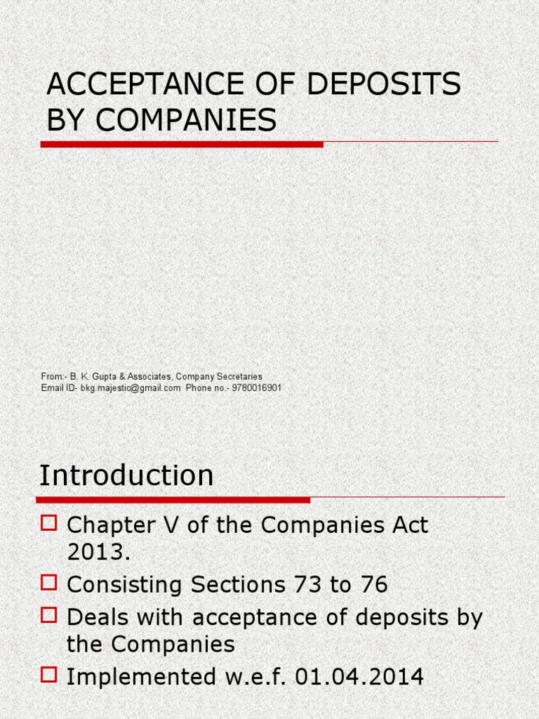 Acceptance of Deposits by Companies | PDF | Deposit Account | Reserve ...