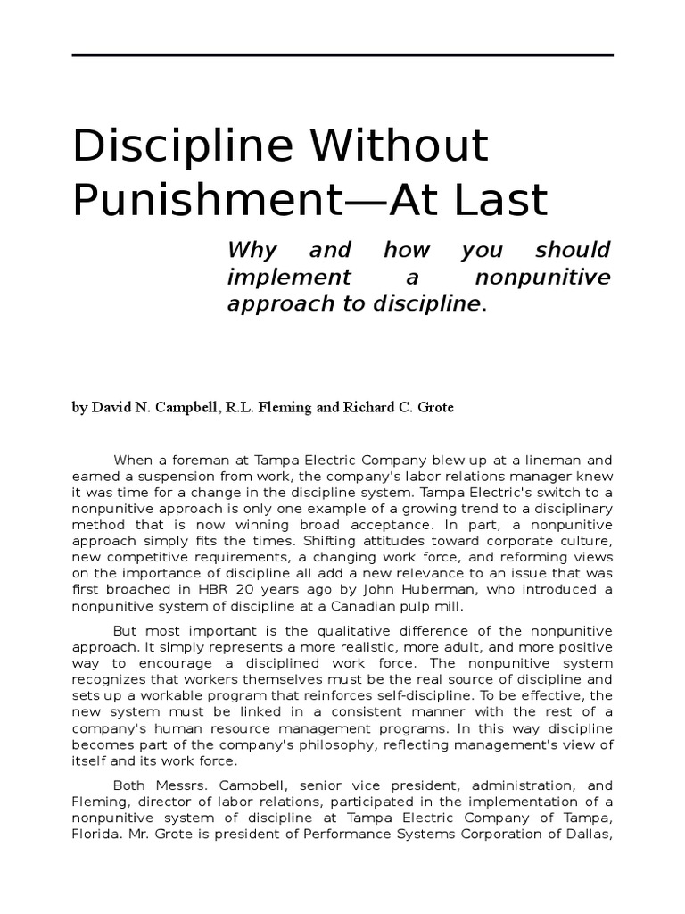Nonpunitive Discipline Implementation Guide | PDF | Employment | Labour