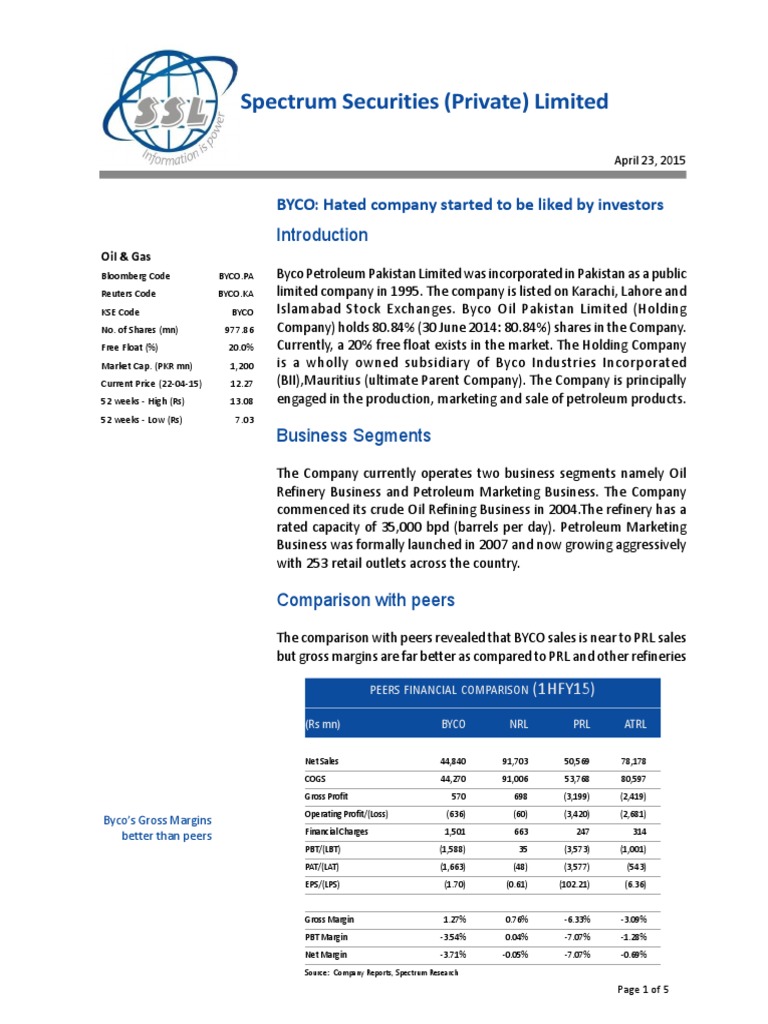 Byco Petroleum | PDF | Oil Refinery | Barrel (Unit)