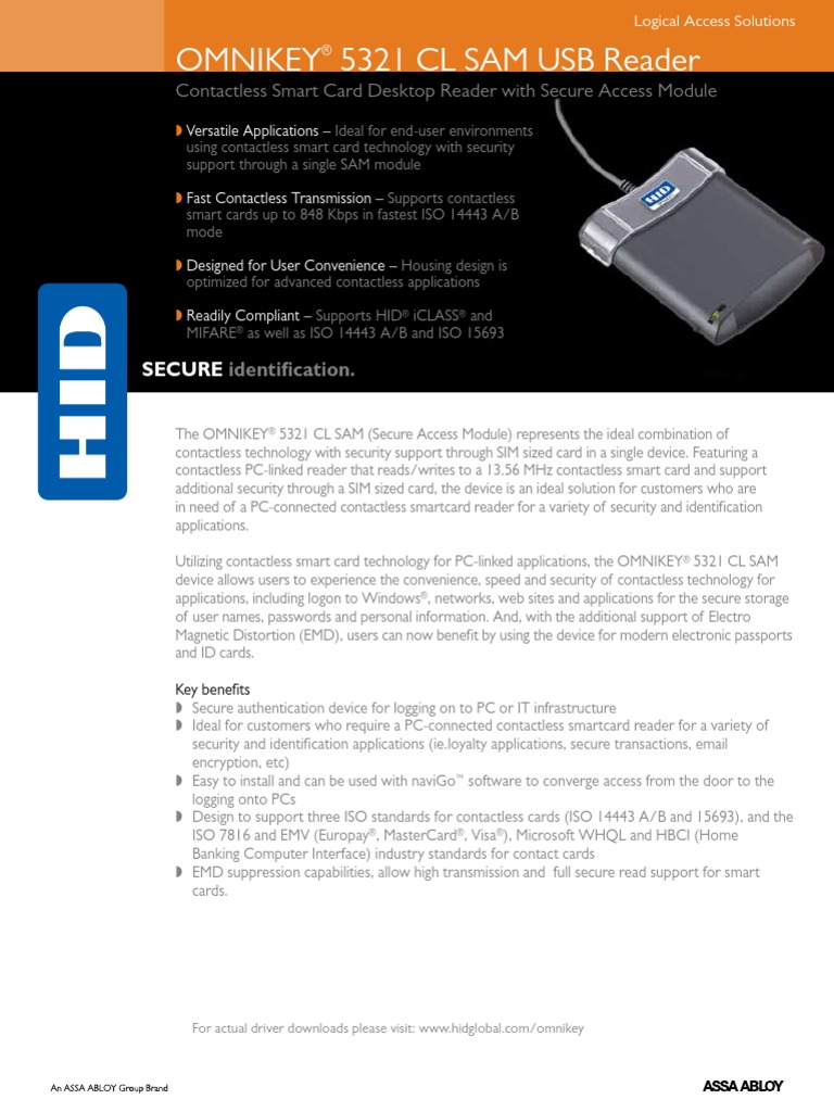 Omnikey 5321 CL SAM USB Reader: Contactless Smart Card Desktop Reader ...
