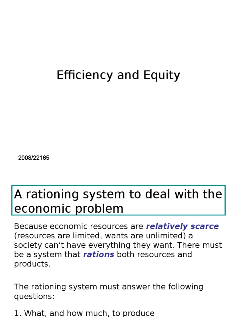 Rationing Systems: Efficiency vs. Equity | PDF