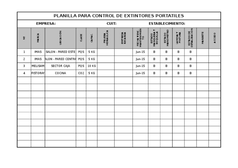 Formato Check List Control de Extintores | PDF