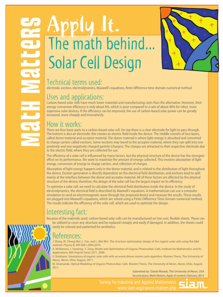 The Math Behind... Solar Cell Design: Apply It | PDF | Solar Cell ...