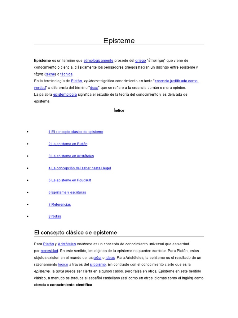 Episteme: Conocimiento vs. Doxa | PDF | Metafilosofía | Interacciones ...