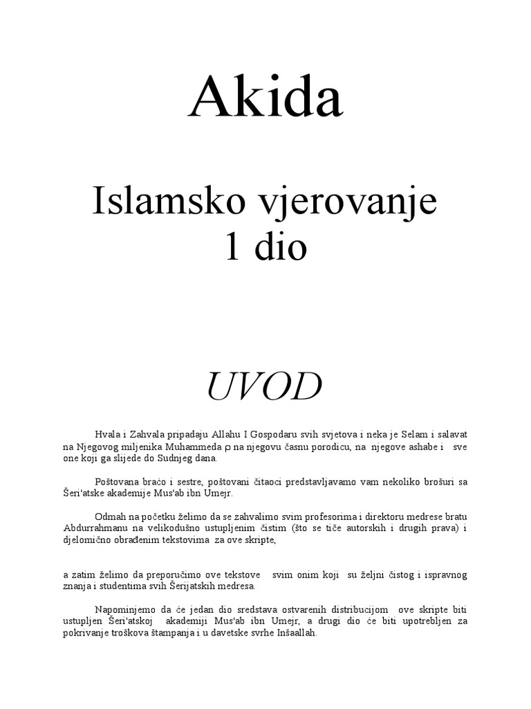 Akida Ehlusunneta I Džemata | PDF