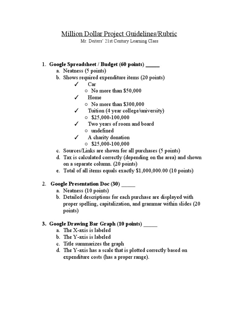 Million Dollar Project Guidelines | PDF