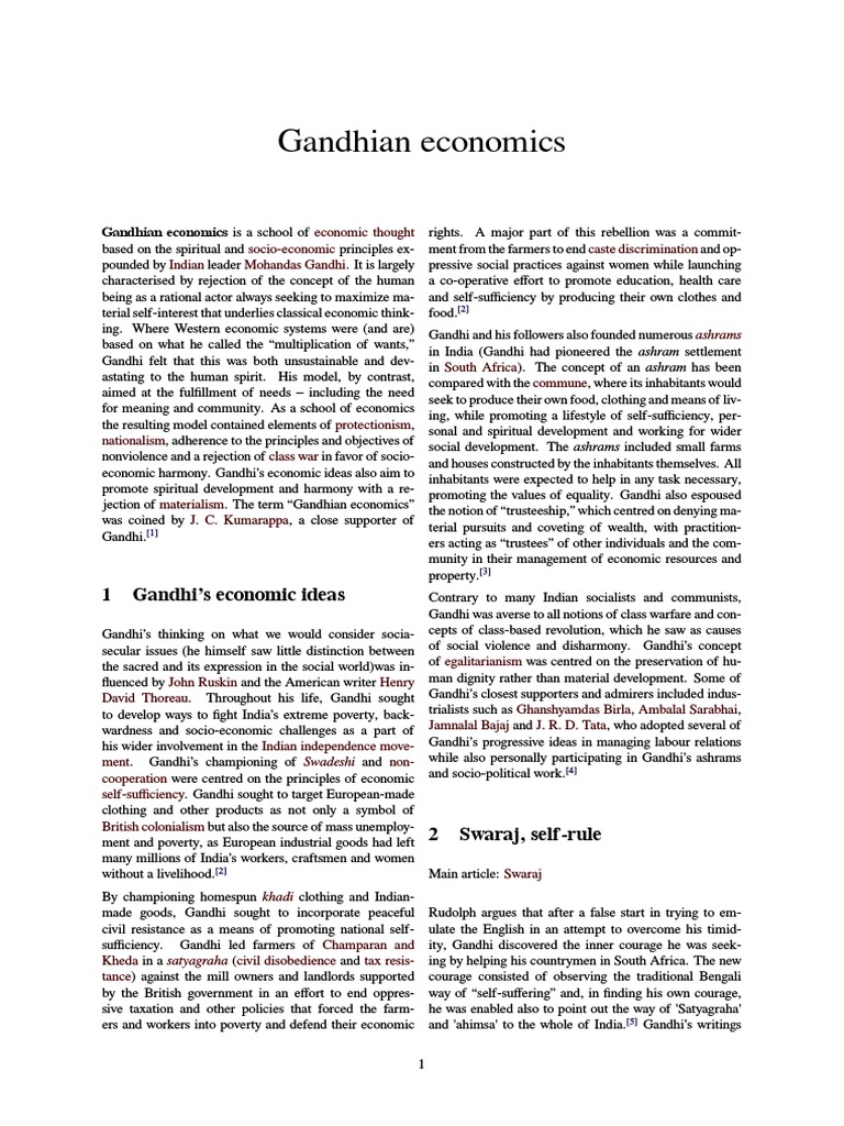 Gandhian Economics | PDF | Political Theories | Politics (General)