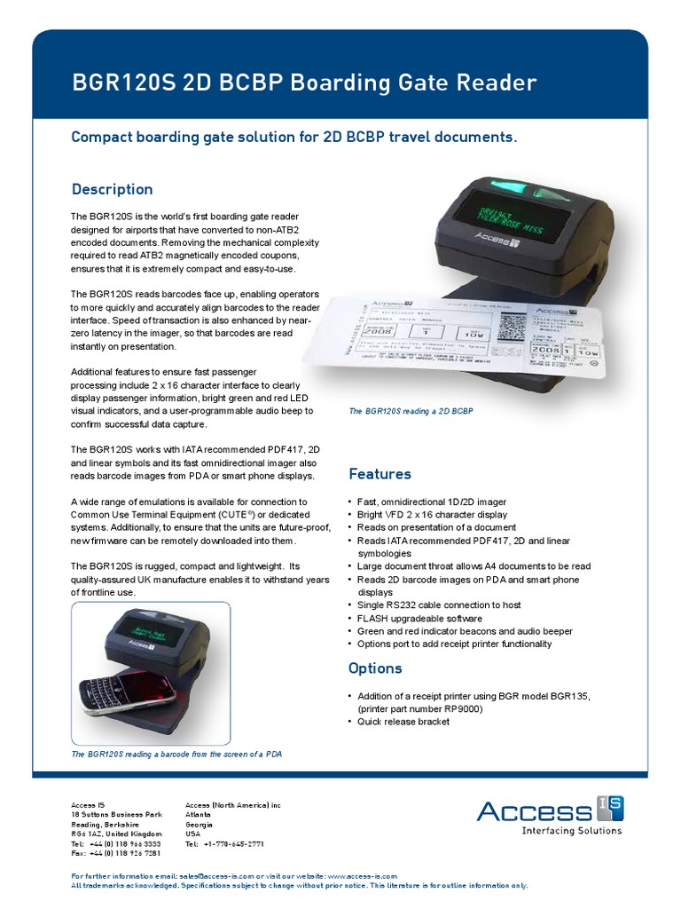 B GR 120 S Boarding Gate Reader | PDF | Personal Digital Assistant ...