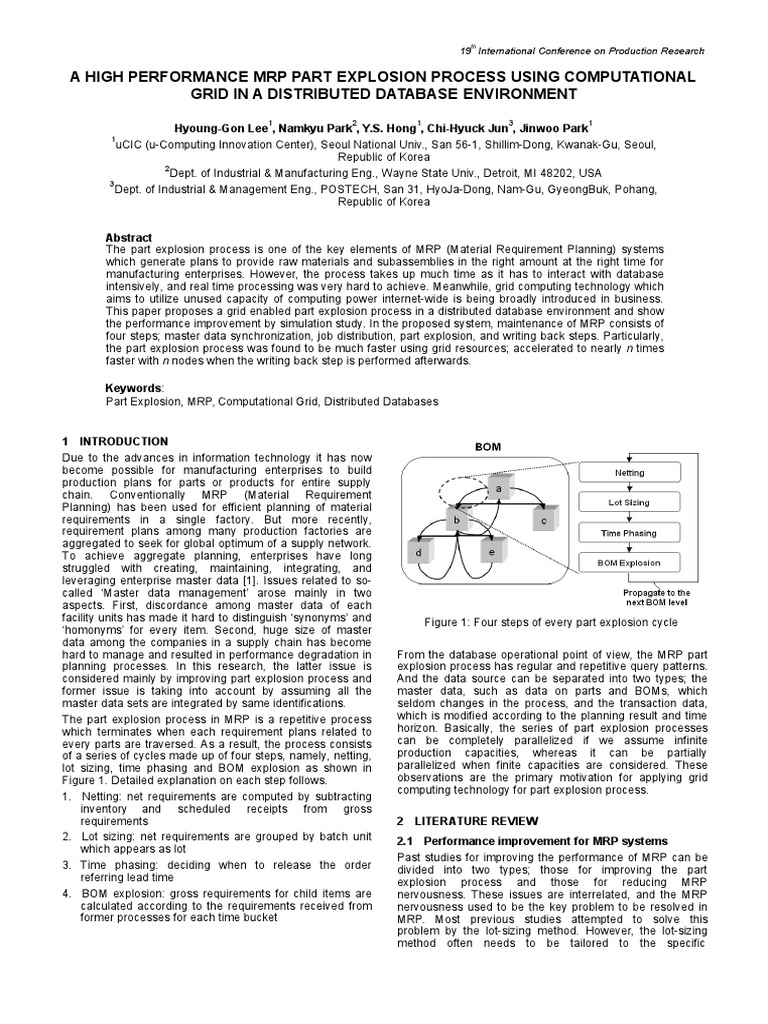 A High Performance MRP Part Explosion Process Using Computational Grid ...