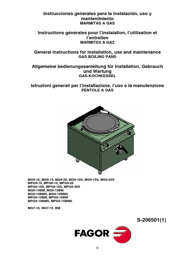 Manual de uso Marmitas a Gas MG7 y MPG9 | PDF | Tap (Válvula) | Red ...
